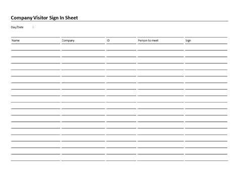 Visitor Log Template Excel