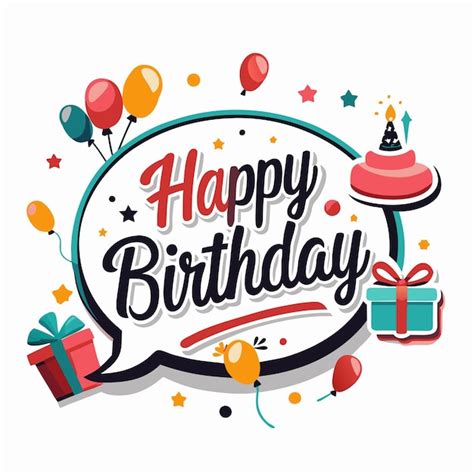 풍선 케이크 선물 콘페티로 화려한 생일 축하 프리미엄 Ai 생성 벡터