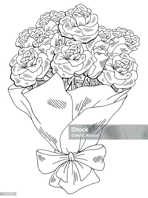 장미 꽃 그래픽 검정 화이트 고립된 꽃다발 스케치 일러스트 검은색에 대한 스톡 벡터 아트 및 기타 이미지 검은색 꽃 나무