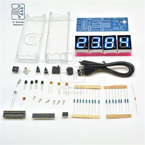 Electronic Clock Led Microcontroller Kit Digital Clock Time Light Control Temperature
