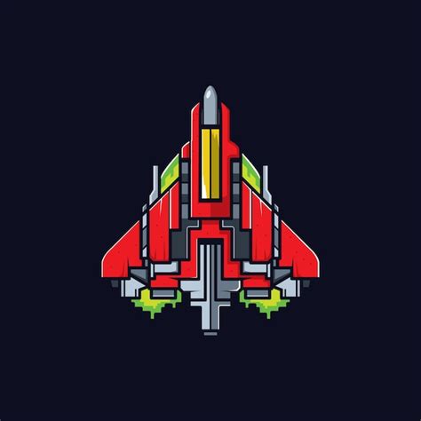 평평하고 깨끗한 스타일의 우주선 프리미엄 벡터