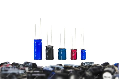 Premium Photo Electrolyte Or Electrolytic Capacitors Row On White