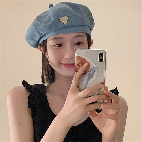 루즈루나주얼리 앙르 데님 여자 빵모자 봄 여름 베레모 화가모자 위시버킷