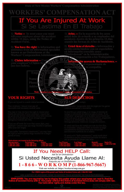 Free New Mexico Workers Compensation Act Labor Law Poster 2026