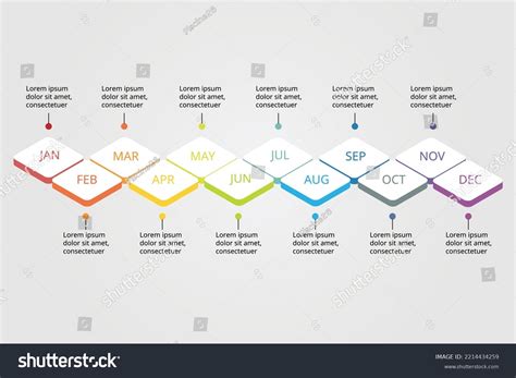12 Month Timeline Template Infographic Presentation Stock Vector Royalty Free 2214434259