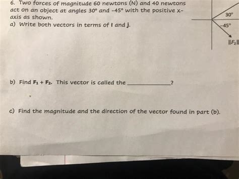 Solved 6 Two Forces Of Magnitude 60 Newtons N And 40