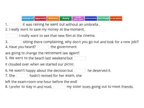 Linking Words Contrasting And Developing An Argument Complete The Sentence