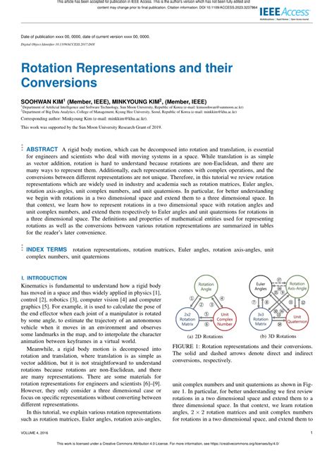 Pdf Rotation Representations And Their Conversions