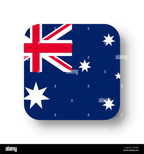 Australia Flag Flat Vector Square With Rounded Corners And Dropped Shadow Stock Vector Image