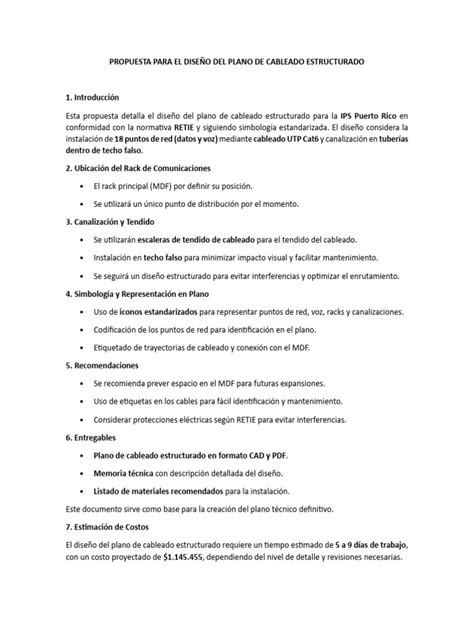 Propuesta Para El Diseño Del Plano De Cableado Estructurado Pdf