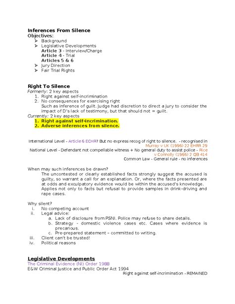 Inferences From Silence Outline Inferences From Silence Objectives