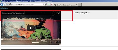 Html Embedded Youtube Video Z Index In Ie 9 It Was Working Earlier Stack Overflow