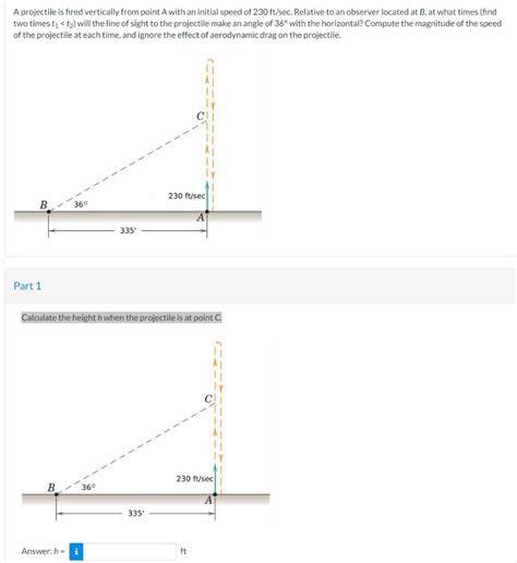 Solved A Projectile Is Fired Vertically From Point A With An Chegg