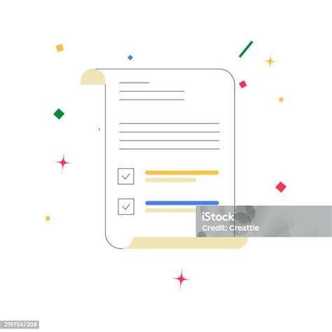 작업 관리 생산성 및 목표 달성을 상징하는 평면 벡터 일러스트 레이 션에서 완료된 작업이 포함 된 체크리스트 문서 흰색 배경에 고립 된 0명에 대한 스톡 벡터 아트 및 기타