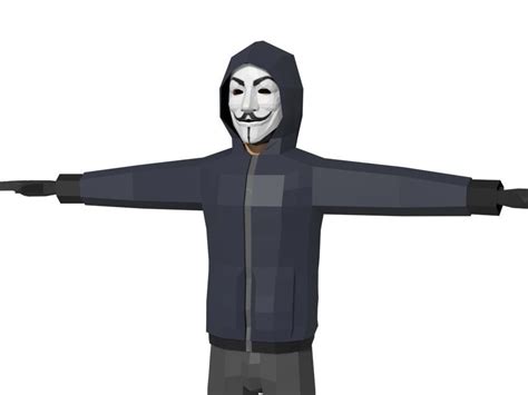 3d Model Low Poly Hacker Anonymous Low Poly 3d Rigged Model Cartoon Vr Ar Low Poly Cgtrader