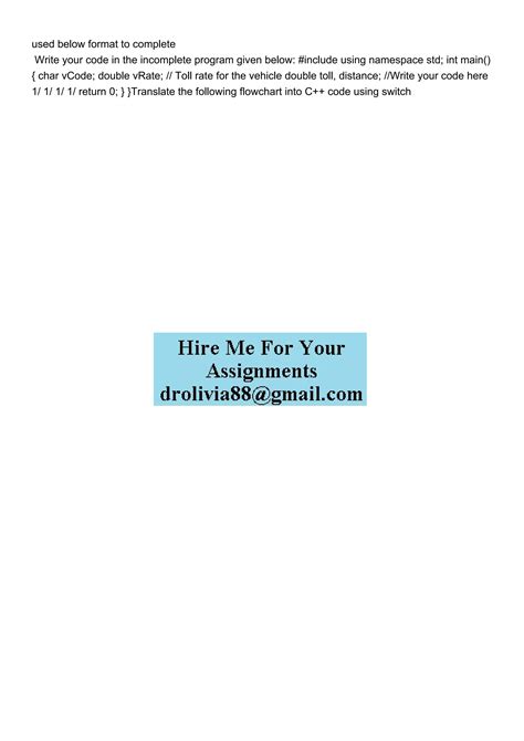 Used Below Format To Complete Write Your Code In The Incomplpdf Programming Languages Computing