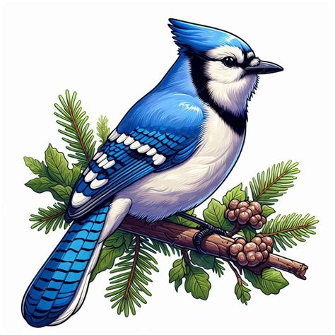 Premium Vector Cute Blue Jay Vector Cartoon Illustration