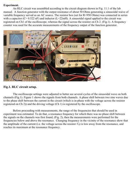 Solved Experiment An RLC Circuit Was Assembled According To Chegg Com