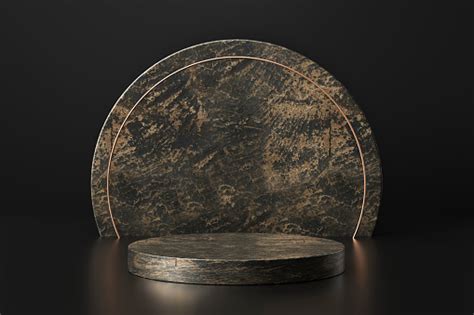 기하학적 배경 스튜디오와 고급 배경에 검은 대리석 제품 디스플레이 빈 받침대 또는 연단 3d 렌더링 3차원 형태에 대한 스톡 사진 및 기타 이미지 Istock