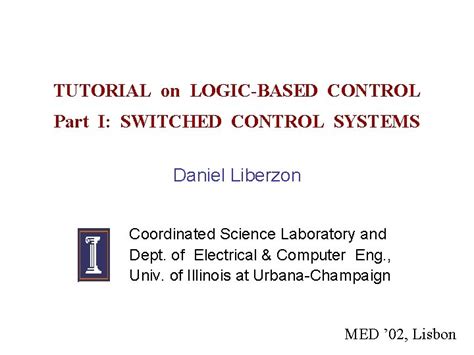 tutorial on logicbased control part i switched control