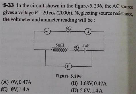 [answered] 5 33 In The Circuit Shown In The Figure 5 296 The Ac Source Kunduz