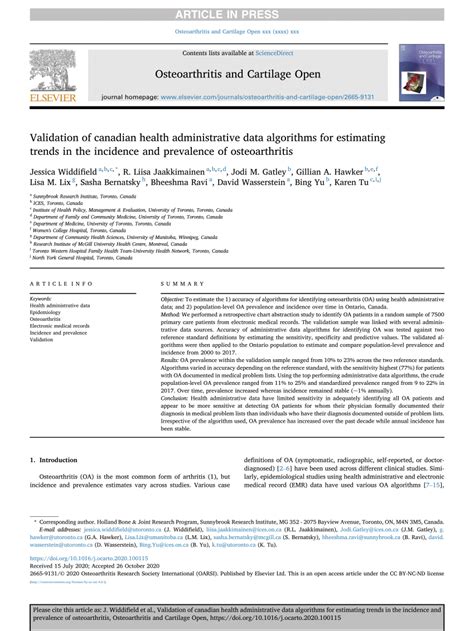 Pdf Validation Of Canadian Health Administrative Data Algorithms For Estimating Trends In The