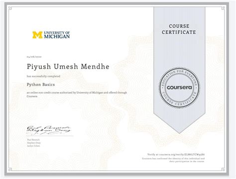Piyush Mendhe On Linkedin Sinhgadinstitutes Successful Pythonprogramming Basics Coursera