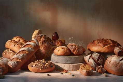 Kind Of Bread On A Pastel Background Commercial Photography Stock