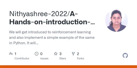 GitHub Nithyashree 2022 A Hands On Introduction To Reinforcement