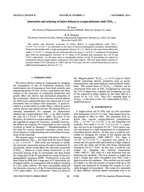 Aono1993 Ti Interstitial R Epr Expressedgvalues Pdf Electron Paramagnetic Resonance