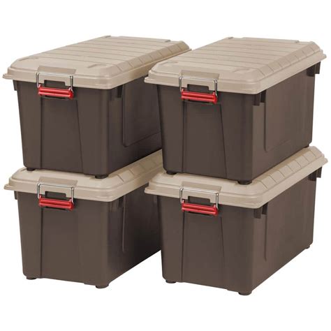 Iris 82 Qt Weatherpro Store It All Storage Bin In Brown 4 Pack