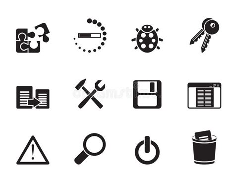Silhouette Developer Programming And Application Icons Stock Vector