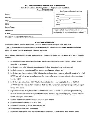 Fillable Online ADOPTION APPLICATION Fax Email Print PdfFiller