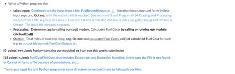 Solved Let S Update Our Modularize Version Of Fuel Cost Chegg Com