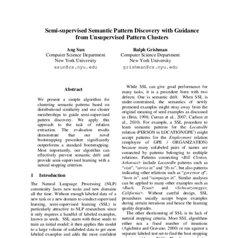 semi supervised semantic pattern discovery with guidance from