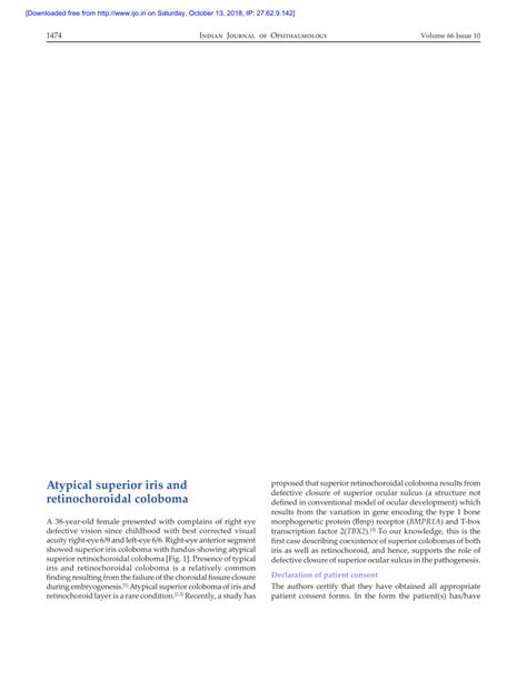 Pdf Atypical Superior Iris And Retinochoroidal Coloboma