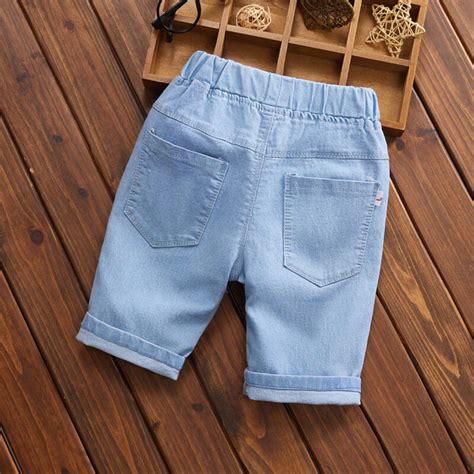 กางเกงยีนส์ขาสั้นผ้าเดนิมของเด็กผู้ชาย กางเกงยีนส์สำหรับวัยรุ่นเด็กอายุ3 15ปีแฟชั่นฤดูร้อน12ปี