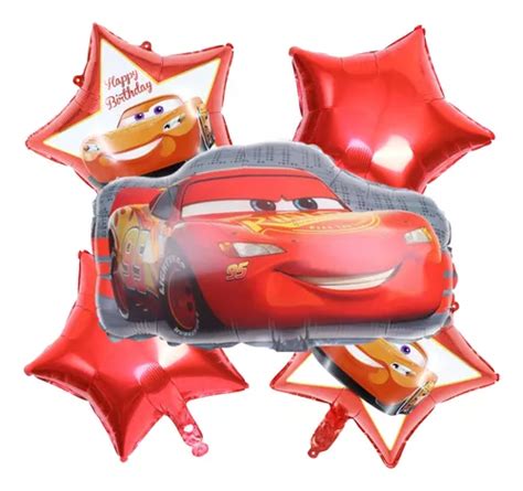 Kit 5 Globos Cars Rayo Mcqueen Mercadolibre