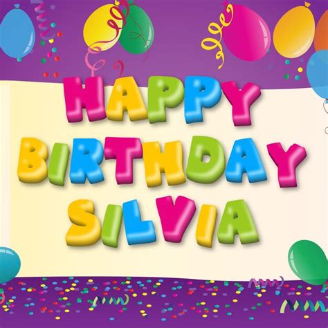 Premium Photo Happy Birthday Silvia Gold Confetti Cute Balloon Card