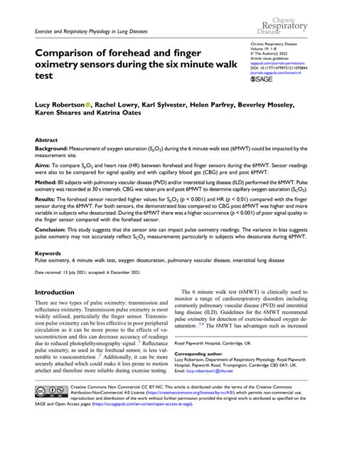 Pdf Comparison Of Forehead And Finger Oximetry Sensors During The Six