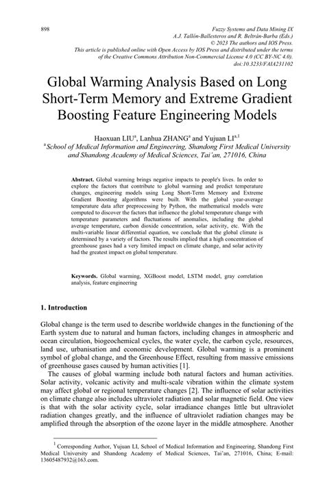 Pdf Global Warming Analysis Based On Long Short Term Memory And Extreme Gradient Boosting