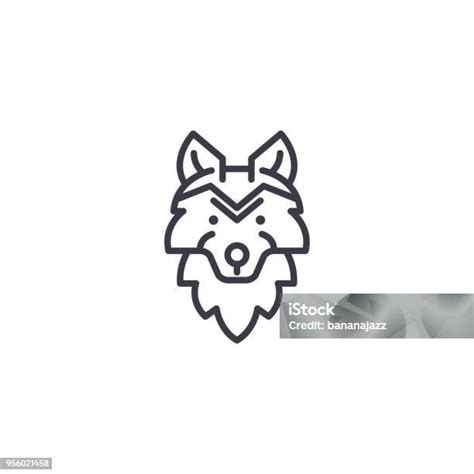 늑대 머리 벡터 라인 아이콘 기호 그림 배경 편집 가능한 선 늑대에 대한 스톡 벡터 아트 및 기타 이미지 늑대 로고 개 Istock