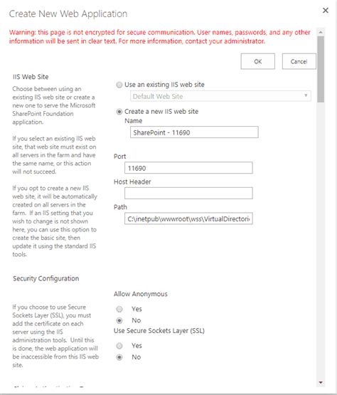create a web application in sharepoint server