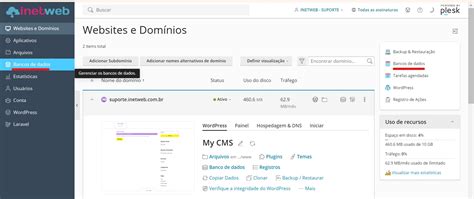 Como Realizar Um Backup Do Banco De Dados Através Do Plesk Ajuda Inetweb Base De Conhecimento