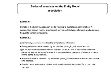 Solved Series Of Exercises On The Entity Model Association