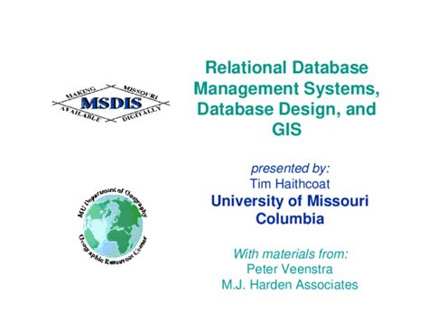 Pdf Relational Database Management Systems Database Design And Gis