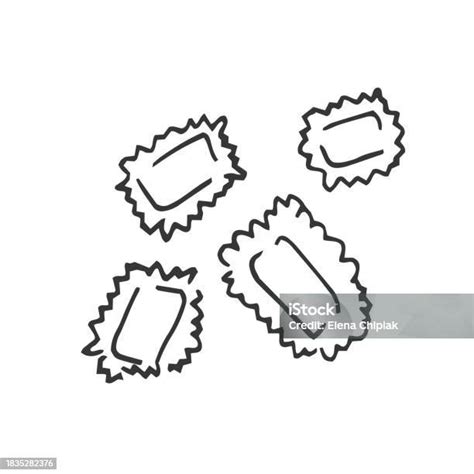흰색 배경에 고립된 라비올리 집합 낙서 플랫 스타일 벡터 일러스트 레이 션 건강한 생활방식에 대한 스톡 벡터 아트 및 기타 이미지 건강한 생활방식 낙서 드로잉 노랑