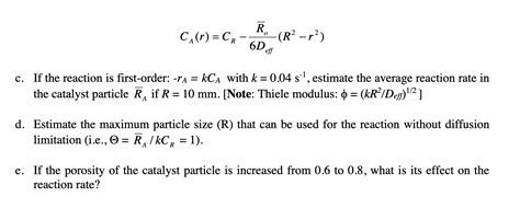 Problem 2 Diffusion With Reaction In A Sphere A