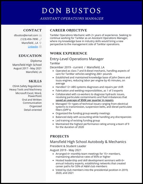 3 Assistant Operations Manager Resume Examples For 2024