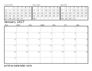 Download 2027 Printable Calendars